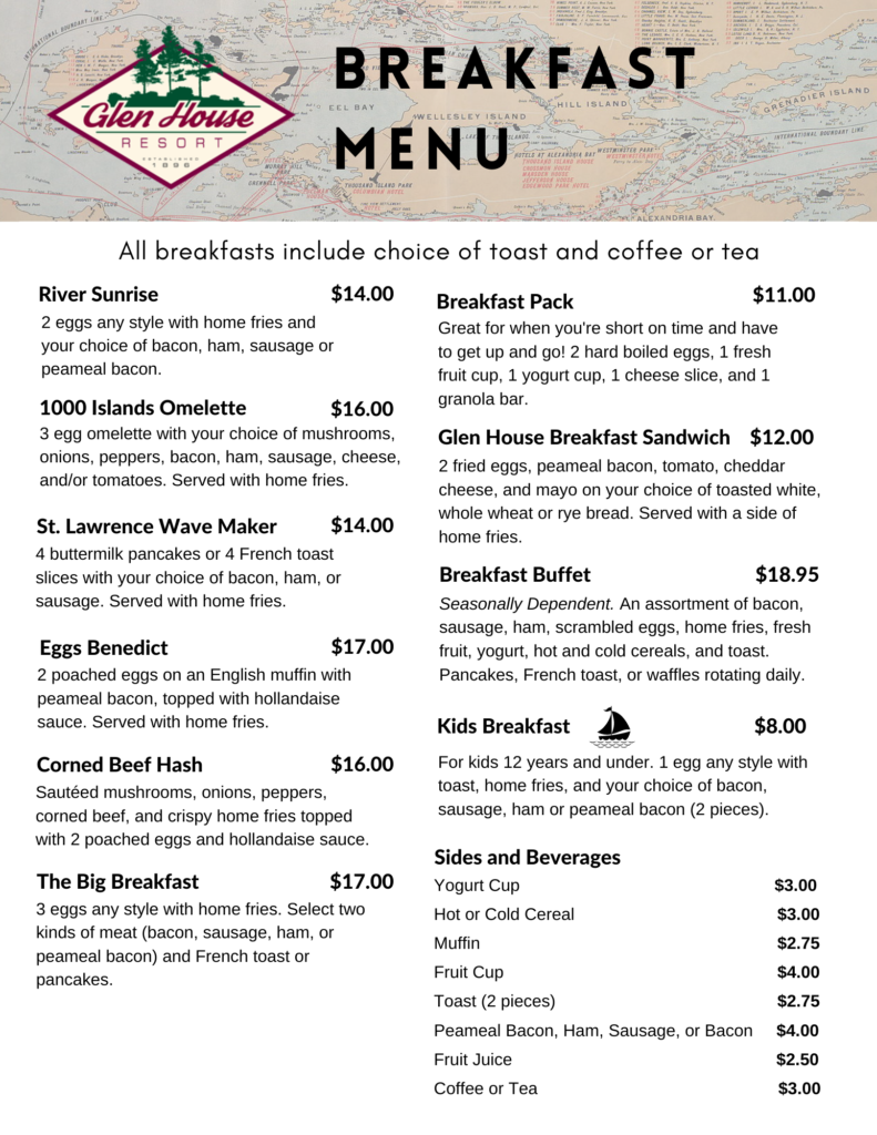 Menus – Glen House Resort & Smugglers Glen