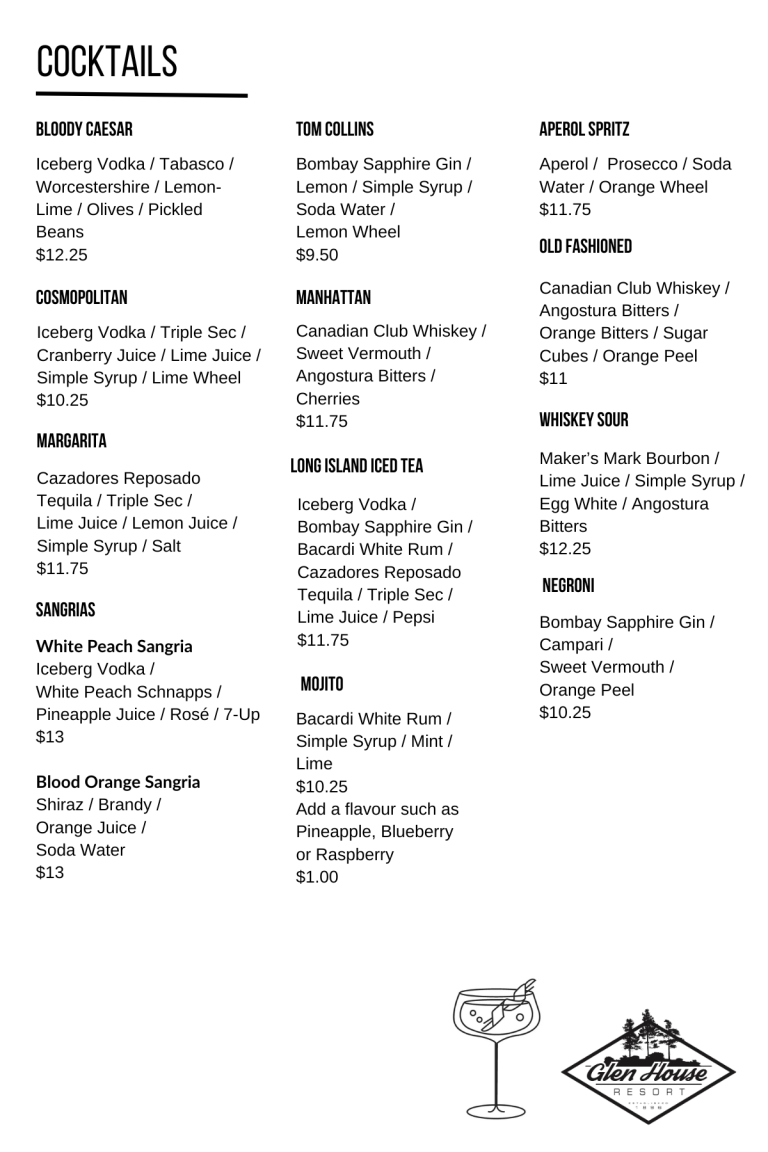 Menus – Glen House Resort & Smugglers Glen